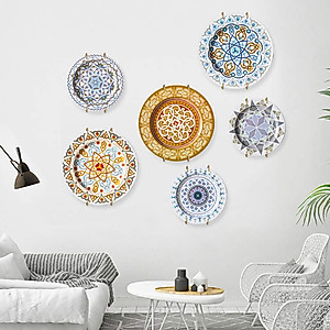 SOSPIRO 10 Pack Stainless Steel Plate Hangers for Walls Compatible Decorative Plates Hooks Dish Diaplay Holder with 10 PCS Wall Hooks (8 Inch)