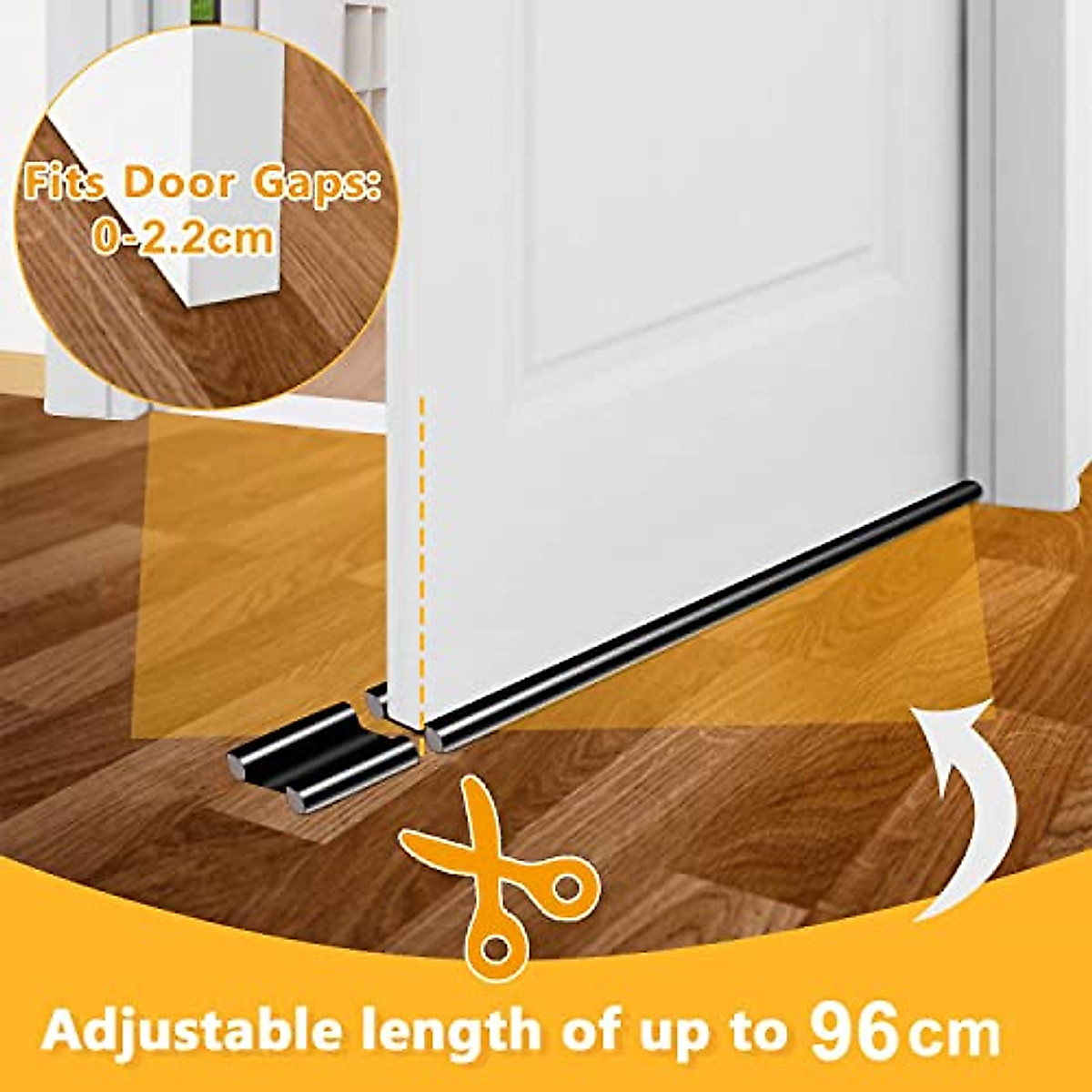 AOKON Door Draft Stopper 36 Inch Under Door Draft Noise Blocker Black Gap Stoppers Entry Door Draft Guard for Bottom of Doors Adjustable Twin Door Draft - Black