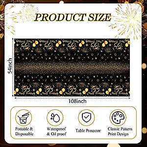 3 Pack 30th Happy Birthday Tablecloth Disposable Plastic 30th Birthday Table Cover Rectangular Black and Gold Table Cloths for Parties Decoration Supply for Men Women Birthday, 54 x 108 Inch(30th)