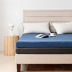 Erdoru 2 Inch Memory Foam Mattress Topper with Removable and Washable Cover, Pressure-Relieving Layers/CertiPUR-US Certified, 2" Comfort Topper(Blue, Queen)