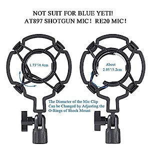Eastshining Upgraded Adjustable Microphone Suspension Boom Scissor Arm Stand with Shock Mount Mic Clip Holder 3/8'' to 5/8'' Screw Adapter -for Blue Yeti, Snowball & Other Microphones