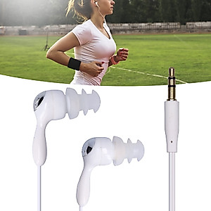 PUSOKEI Short Cord Waterproof Headphone, IP68 Waterproof Shortline in-Ear Tree Earplugs Waterproof Earphone Suitable Fit for Swimming Surfing Running(White)