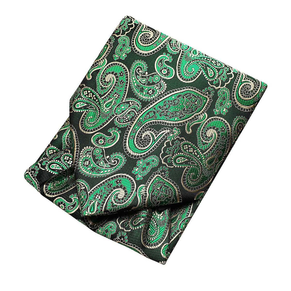 Hi-Tie Green Black Paisley Ascot Ties Formal Cravat Lapel Pin Pocket Square Cufflinks Scarf Wedding Dress Tuxedo