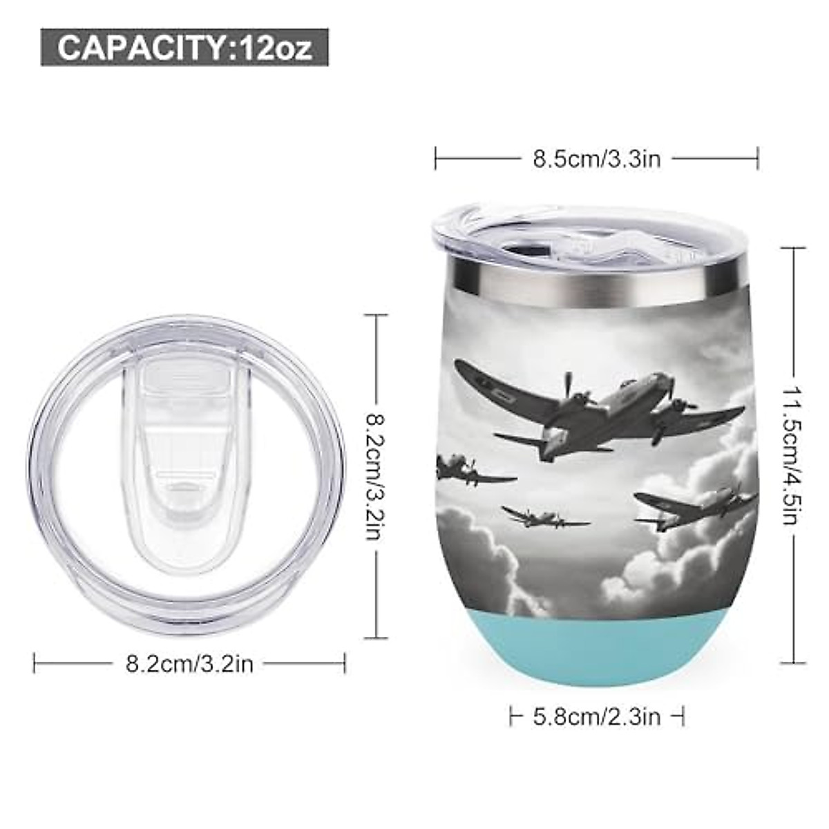WYUSPGK 304 Stainless Steel Insulated Cup, World War Print Smooth Rim, Durable & Reusable - Perfect for Office, Home, And Travel