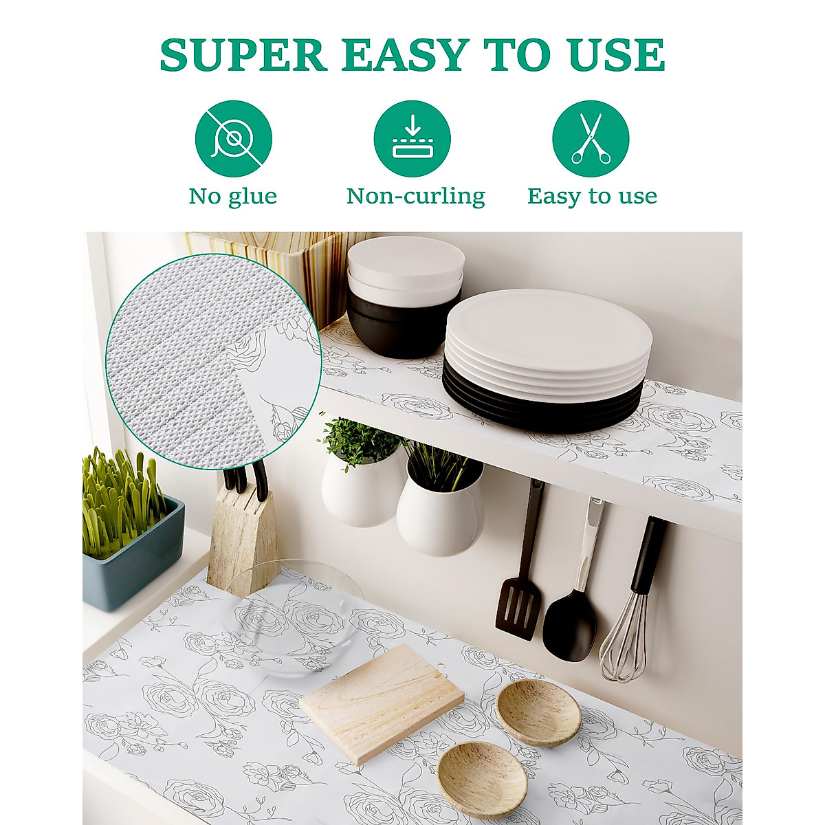 Shelf Liner for Kitchen Cabinets, Non-Adhesive Strong Slip Resistant Drawer Liners Protect Dresser, Cupboard, Shelves, Bathroom Drawers, Easy to Clean and Install, Thickened, Gray, 12IN x 10FT, Rose