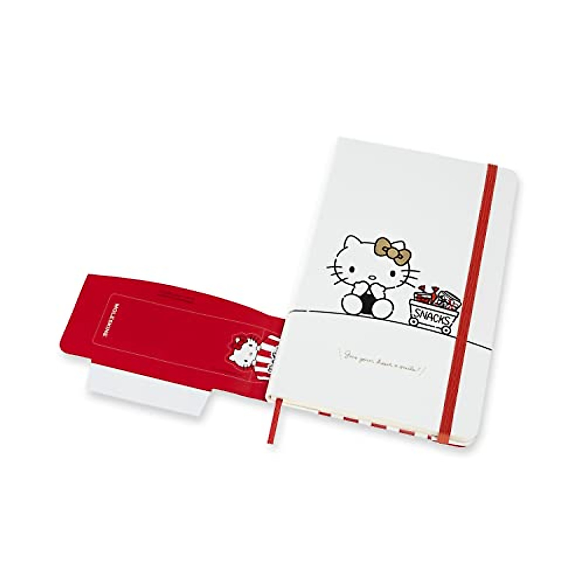 Moleskine Limited Edition Hello Kitty Notebook, Hard Cover, Large (5" x 8.25") Plain/Blank, White, 240 Pages