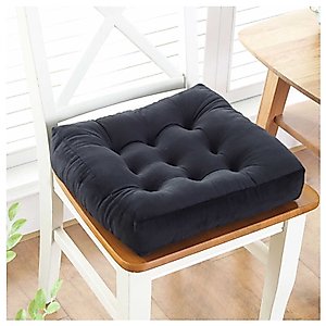LUYAJYI Dining Chair Chair Cushions, 4 inch Thick Chair Cushions, Warm and Comfortable Square Chair Cushions for Home, Kitchen, Living Room Decor (Black, 17.7x17.7 inch)