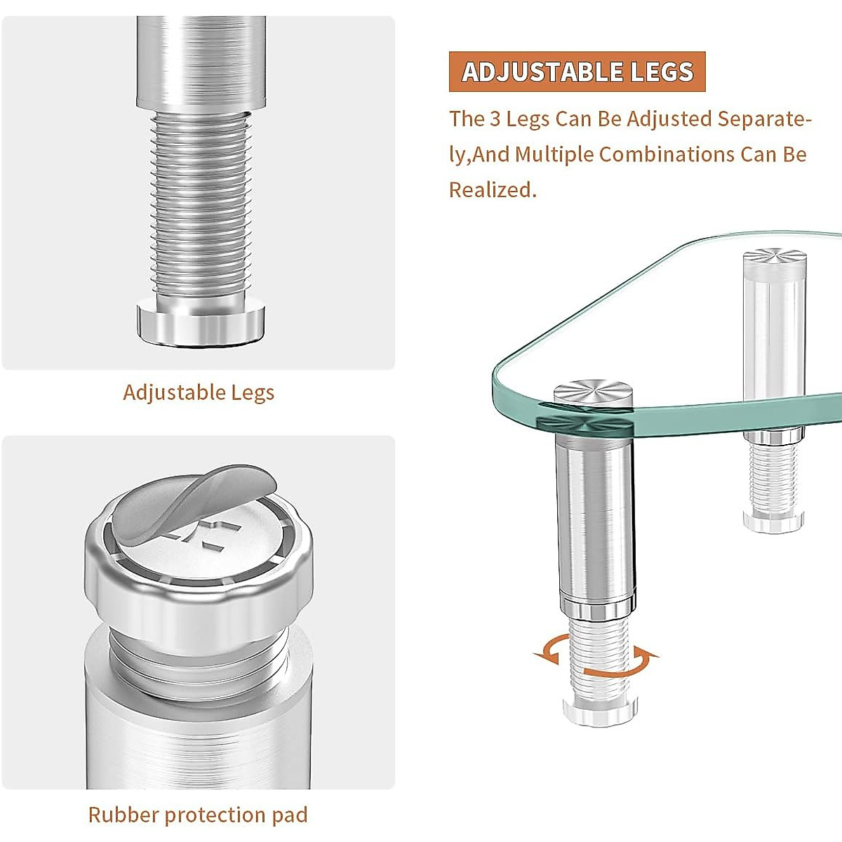 Hemudu Clear Glass Computer Monitor Riser / Triangle Desktop Universal Corner Stand for Computer Monitor & Laptop HD01T-003