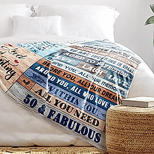 Gifts for Women 50th Birthday Gifts for Men 50th Birthday Decorations Women 1973 Blanket Funny Gifts for Her Him Birthday Gifts Ideas for Husband Wife Dad Mom Bed Throw Cool Blanket 60 Inch X 50 Inch