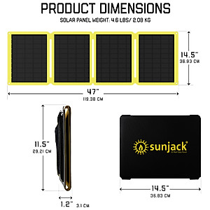 SunJack 60 Watt Foldable IP67 Waterproof ETFE Monocrystalline Solar Panel Charger with DC/USB QC3.0/ Type-C + 100W 25600mAh Power Bank for Cell Phones, Laptops, Power Stations and More