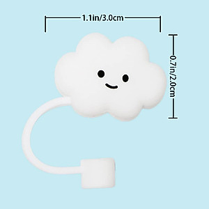 ZGRTZH 2 Pcs Reusable Straw Tips Cover Cute Cloud Shape Straw Cover Caps Anti-Dust Silicone Straw Toppers Drinking Straw Cover Tips Lids for 6-8 mm/0.23-0.31Inch Straws ( White )