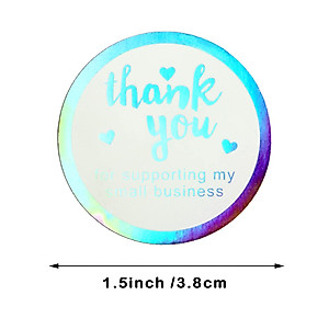Thank You Stickers Roll 500 Pcs Round Thank You for Supporting My Small Business Stickers 1.5 Inch Thank You Labels for Business