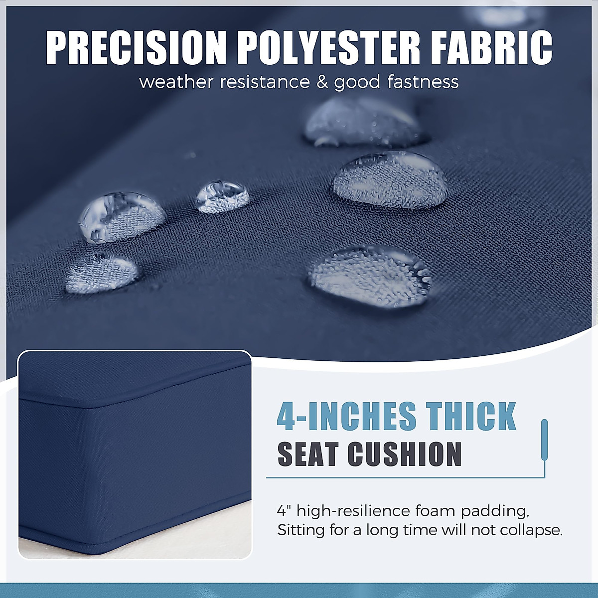 Crownland 14-Piece Outdoor Furniture Replacement Cushions, Water-Resistant Sofa Cushions for 6-Seat Rattan Wicker Sectional Patio Conversation Sets(Dark Blue)