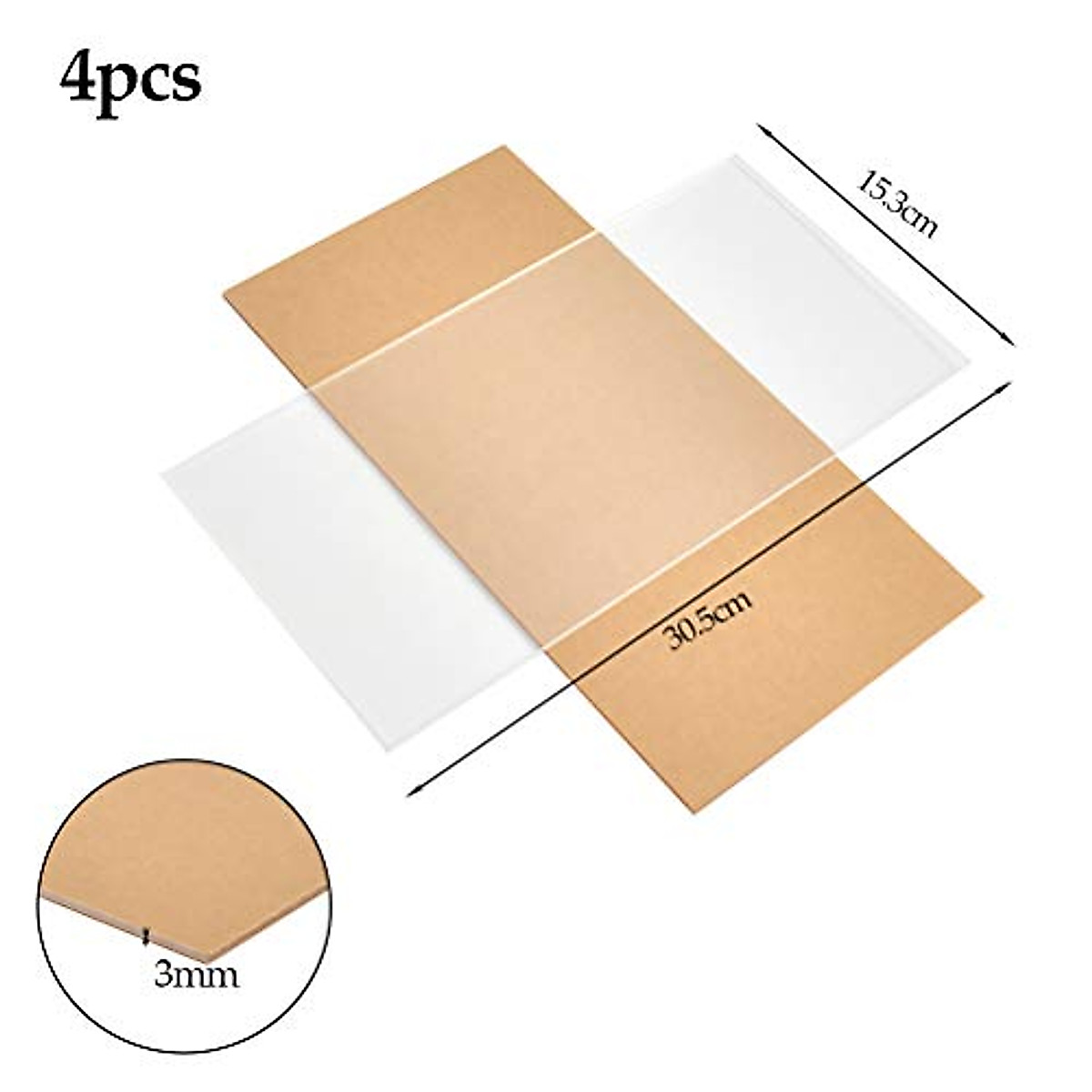 BUYGOO 4Pack Clear Acrylic Sheet 6″ x 12″ x 1/8" Clear Plexiglass Sheet Clear Plastic Square Sheet, DIY Materials for Househld Decoration, Advertisement Signs, Display, Picture Frame, Painting