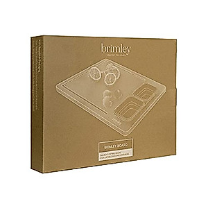 Brimley Bamboo Wood Cutting Board - Wooden Cutting Board with Containers and Lids for Food Storage - Over Edge Hanging Cutting Boards for Kitchen with Anti-slip Feet - Home and Kitchen Gadgets