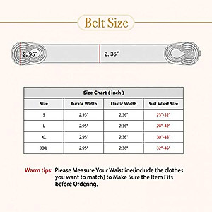 VOCHIC 2pcs Vintage Metal Interlock Buckle Wide Elastic Waist Belt Womens Basic Stretchy Cinch,Black+brown,Small(25.39"- 39.37")