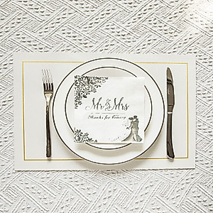 Silver 100 Pcs Wedding Napkins for Reception Mr and Mrs Wedding Cocktail Napkins, Disposable Napkins for Wedding, Engagement, Bridal Shower Party Decorations