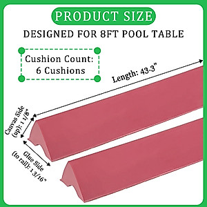 K66 Rubber Bumpers Replacement (Pack of 6) for 8ft Pool Table, Billiard Rail Cushions with 8 Corner Pocket Facings & 4 Side Pocket Facings