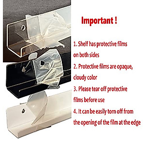 MetFun 3 Pack Vinyl Record Wall Mount Holder-12 Inch Clear Acrylic Shelf For Vinyl Record Display - Floating Book Shelves For Kids Room