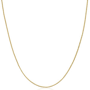 Amazon Essentials 18K Gold Over Sterling Silver Thin 0.8mm Box Chain 16", Yellow Gold (previously Amazon Collection)
