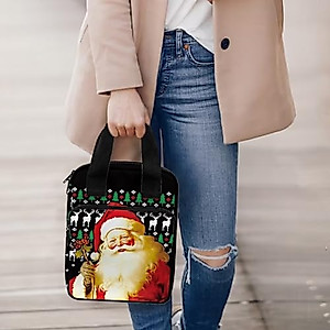 Poceacles Bible Cover Christmas Santa Claus Bible Case for Women Bible Case Bible Covers, Tote Bible Bag, Bible Carrying Case for Men with Zipper Pocket