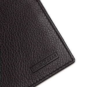 SwissGear Travel Wallet, Pebbled Black, Slim Bi-Fold