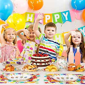 DECORLIFE Paint Party Supplies Serve 24, Paint Party Decorations Plates and Napkins Sets, Art Birthday Party Decorations for Kids Adults, 96 PCS