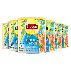 Lipton Peach Iced Tea Mix, Sweetened, Makes 10 Quarts (Pack of 6)