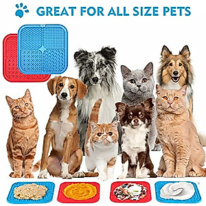 Licking Mat for Dogs & Cats 2 Pack, Slow Feeder Lick Pat with Non-Slip Design, Feeding Mat Anxiety Relief with Suction Cups for Butter Food Yogurt Peanut, Pets Bathing Grooming Training Calming Mat