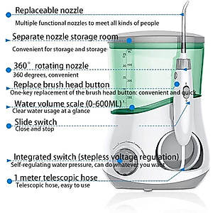 GIENEX Water Flosser for Teeth, Dental Oral Irrigator with 6 Jet Tips, 600ML Water Tank, Non-Slip Base, Quiet Electric Flosser for Braces Care, Teeth Cleaner
