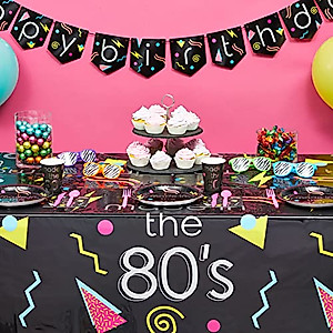 Sparkle and Bash 3 Pack Retro 80s Table Cover, Plastic Tablecloth for 1980s Party Decorations (54 x 108 in)