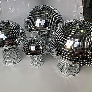 Mxkoso Mushroom Disco Ball for bar, Party, Room, Table Decor - Mirror Disco Ball Mushroom Shape Home Art Decorations (Silver 4 inch)