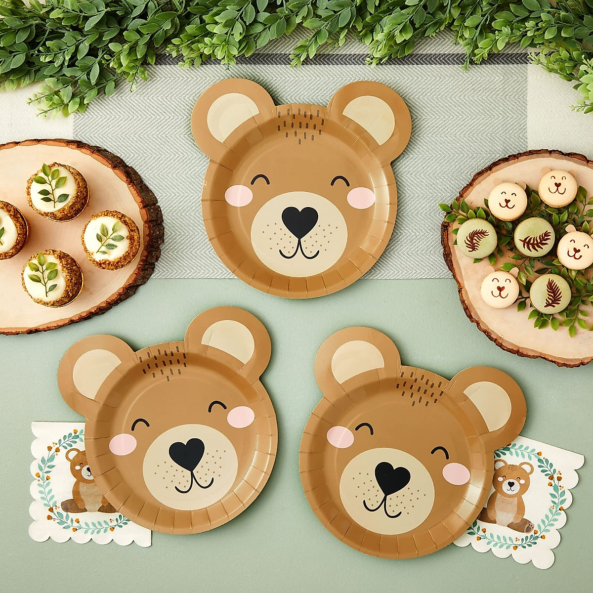 Sparkle and Bash 48-Pack Teddy Bear Paper Plates for Baby Shower Decorations (11x11 in) - Teddy Bear Party Favors - Teddy Bear Plates - Bear Shaped Paper Plates - Bear Birthday Decor