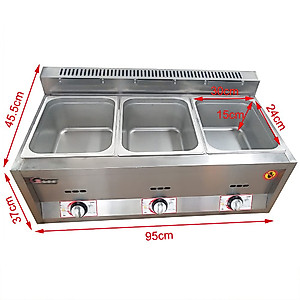 Fetcoi LPG Gas Deep Fryer, Propane LPG Stainless Steel Commercial Countertop Deep Fryer Machine for French Fries Restaurant Home Kitchen, 3 x 6L
