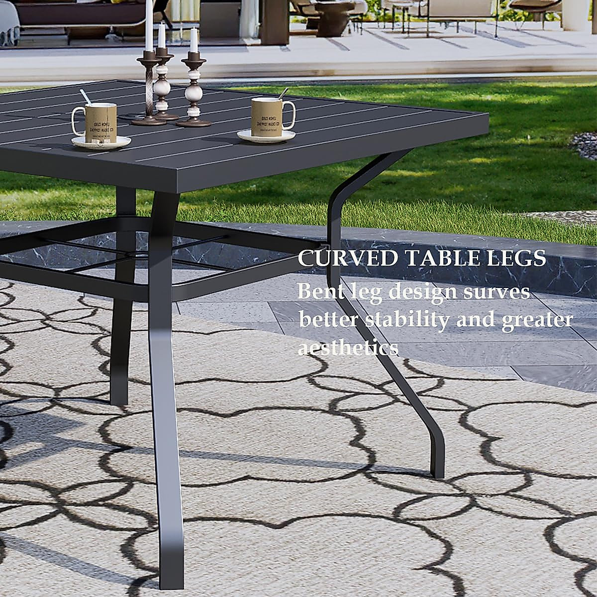 Anmutig 5 Piece Outdoor Patio Dining Set, Outdoor Furniture with 4 Folding Chairs and 37" Square Metal Dining Table for Yard, Garden, Porch and Poolside, Blue