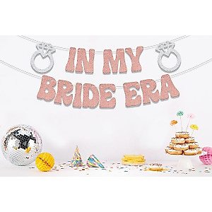 KEWUFD In My Bride Era Banner, Engagement Party Decorations, We're Engaged Banner For Bachelorette/Wedding/Bridal Shower Party Decor Supplies Rose Gold Glitter