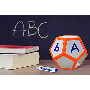 Macro Giant 6.7 Inch Dry Erase Polyhedral Foam Dice, Jumbo, Set of 2, Red, Blue, 12-Sided, White Board, Parenting Activity, Kid Toy, Preschool, Math Learning, Team Games