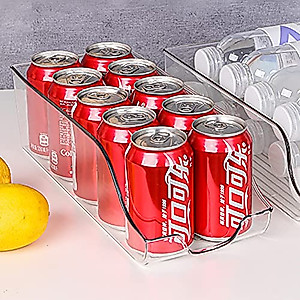 TOPZEA 6 Pack Refrigerator Organizer Bins, Pop Soda Drink Can Dispenser Beverage Holder, Clear Plastic Canned Food Storage Container for Freezer, Fridge, Pantry, Cabinet, Kitchen, BPA Free