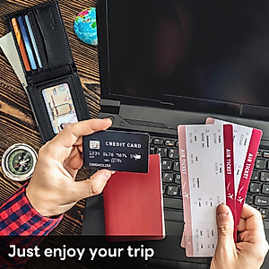 Travelambo Black Wallet for Men, Premium Genuine Leather RFID Blocking Mens Wallet, 10 Credit Card Holder Minimalist Front Pocket, Mens Bifold Wallet with 2 ID Window