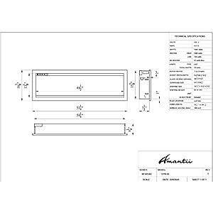 Amantii SYM-50-BESPOKE Symmetry Series Bespoke 50-Inch Built-in Electric Fireplace with Remote, Birch Log Media, Black Steel Surround