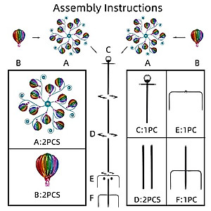 VEWOSTAR Garden Solar Wind Spinner - Outdoor Metal Large Wind Sculpture Yard Art Multi-Color LED Lighting Wind Spinner for Garden Patio Lawn
