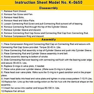K-0650 Air Compressor Cylinder Sleeve and Compression Ring Kit, Cable Air Compressor Service Kits Compatible with Craftsman Porter Cable DeVilbiss - K0650