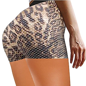 Bblulu Womens Hip Lift High Waist Yoga Shorts Textured Printing Running Butt Lifting Fitness Sports Workout Short Pants