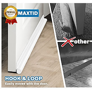 MAXTID Easy to Install 32 Inch Door Draft Stopper - White Foam and Polyester Door Seal