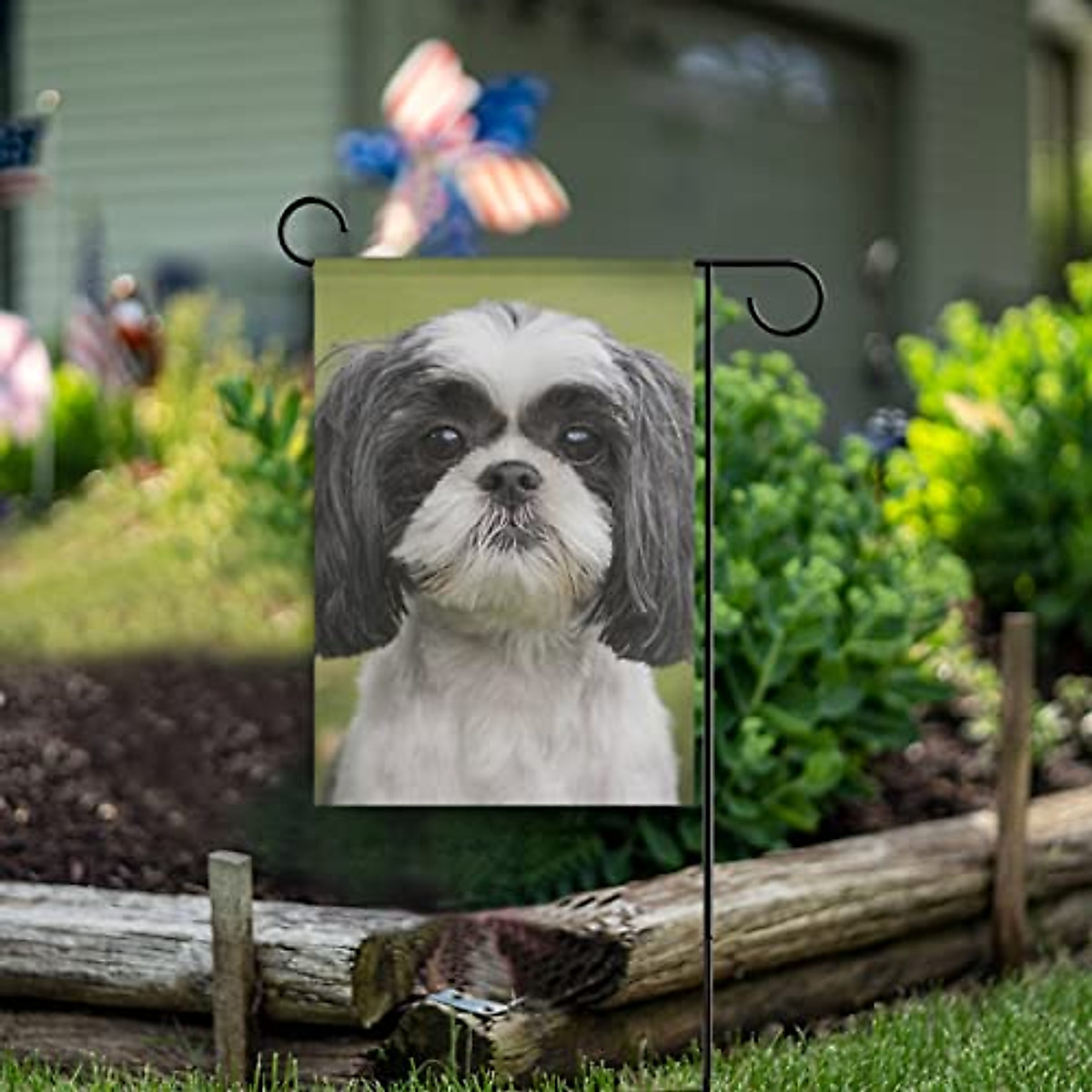 Hokkien Beautiful Shih Tzu Dog Garden Flag Double Sided 12 x 18 Inch, Yard Flags, Decorative Small Garden Flags, Outdoor Lawn and Garden Décor