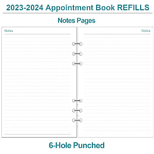 2024 Planner Refills - 7-Hole Punched Appointment Book Refills from Now-June 2024, Refill Planner with Monthly Tabs, 5-1/2" x 8-1/2", Desk/Size 4, Leaf