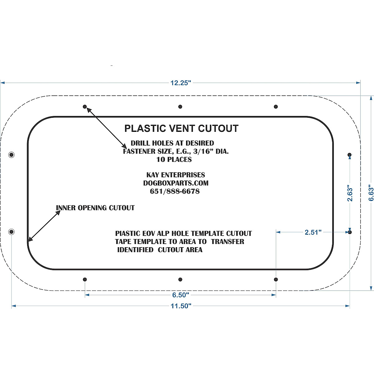 Kay Enterprises Trailer Roof Vent Black Plastic Low Profile Roof Vent Air Flow Horse Toy Hauler RV NO gasket