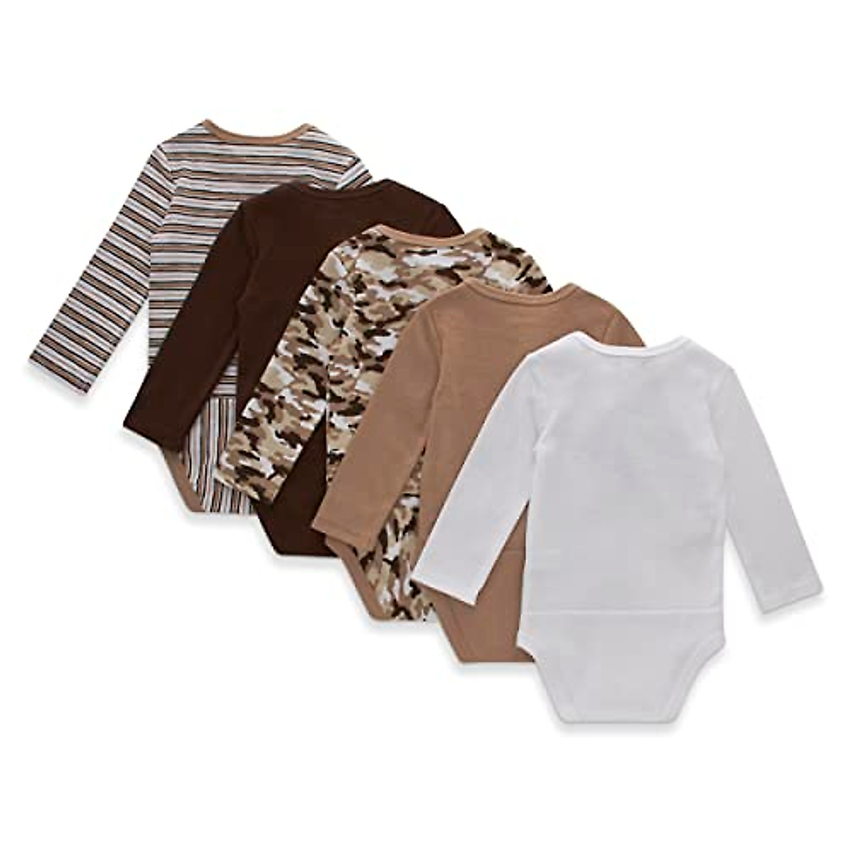 Hanes Unisex Baby Long Sleeve Bodysuit, Ultimate Flexy Boys & Girls, 5-pack, Brown/Tan, 12-18 Months US