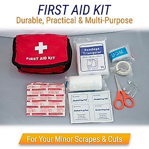 USCG Boating Safety Kit - Electronic Flare - First Aid Kit - Whistle - Multi tool - Waterproof Case (Plastic)