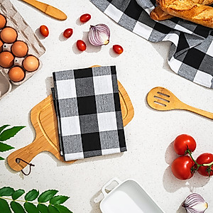 Black and White Buffalo Plaid Kitchen Towels - Set of 6 Highly Absorbent, 100% Cotton, Lint-Free Kitchen Towels with Hanging Loop - Use as Kitchen Towels, Hand Towels, or Dish Towels (6 Pack)